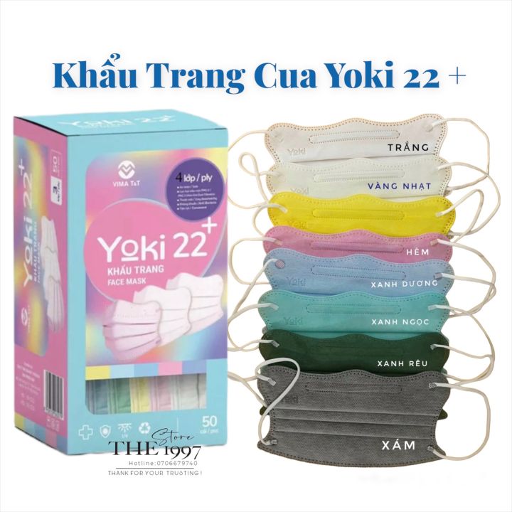 Hộp 50 Cái Khẩu Trang Y Tế KF94 Yoki 22+ Kiểu Dáng Hình Cua Hàng 4 Lớp Giấy Kháng Khuẩn (Hàng ...