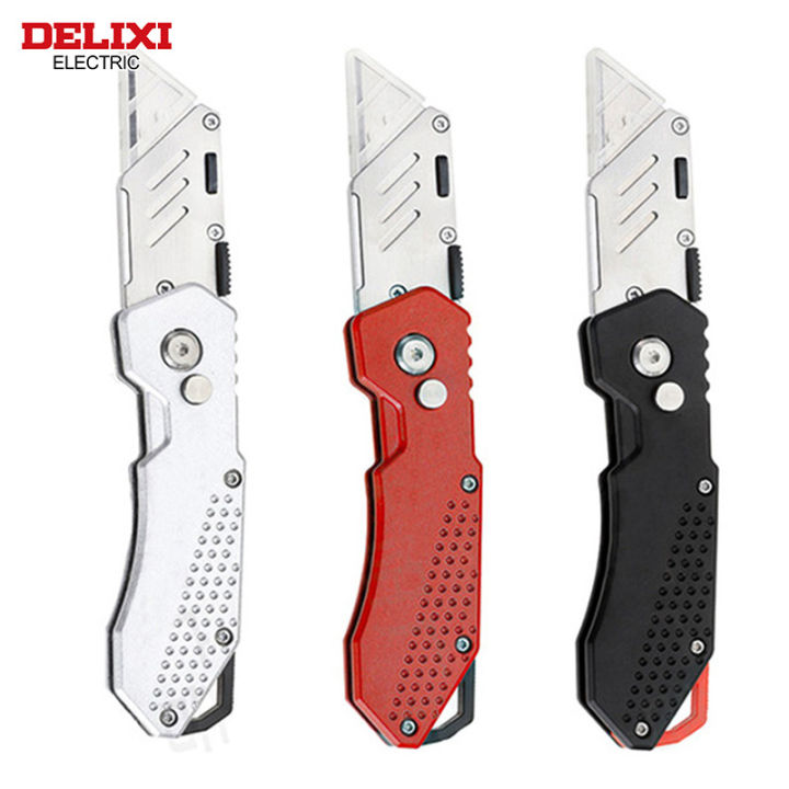 DELIXI ELECTRIC Fold Utility Knife,Zinc alloy handle Sharp Cut Heavy ...