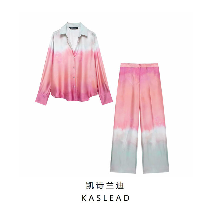 KASLEAD เสื้อเชิ้ตผู้หญิงพิมพ์ลายใหม่ กระโปรงยาวลำลอง ฤดูร้อน 2024 ชุด ...