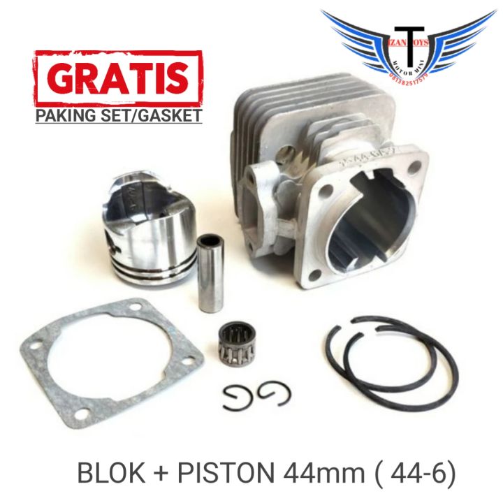 Paket blok dan piston 44mm/44-6 motor mini trail/mini gp/mesin rumput ...