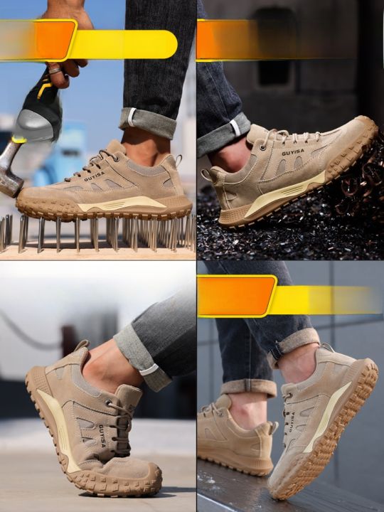 Men's Safety Work Boots Fall Winter Steel Toe Anti- Puncture Light ...