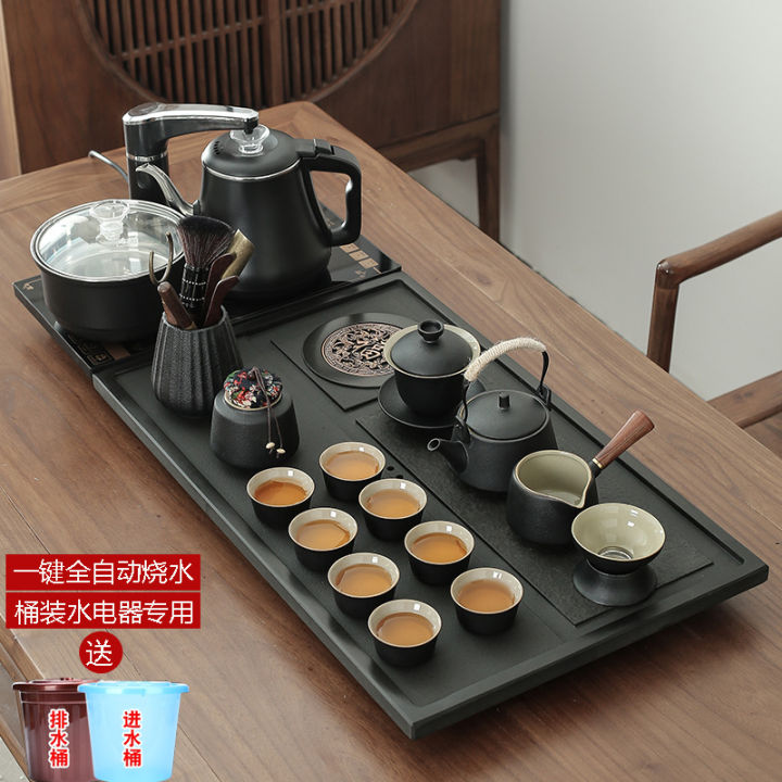 Black Gold Stone Tea Tray Set Household Drainage Tea Pitcher Black ...