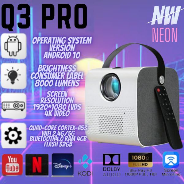 [Free Delivery + Stand] Q3 PRO 6000 lumens Android Mini Projector HD ...