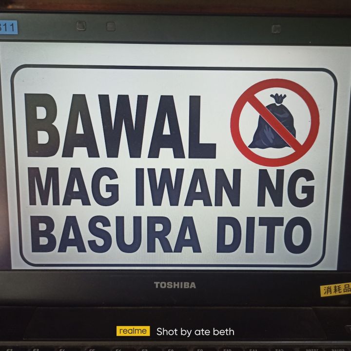 Bawal Mag iwan ng Basura Dito Signage PVC Plastic (Like ID) 7.8x11 ...