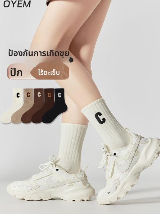 OYEM | ถุงเท้าผ้าฝ้ายสำหรับสตรี ดูดซับเหงื่อและระบายอากาศได้ | Lazada.co.th