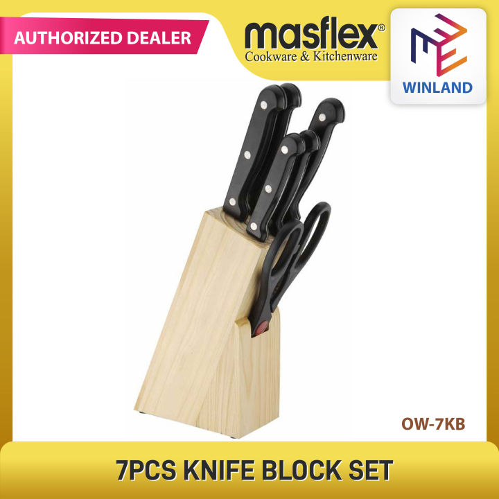 Masflex by Winland 7 Piece Kitchen Knife Set w/ Wooden Block OW-7KB ...