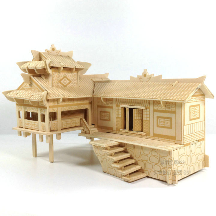 DIY Educational Toys Manual 3D Puzzle Model Wooden House Building 3D ...