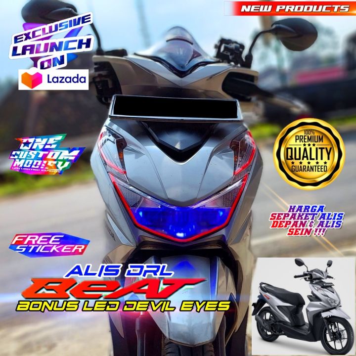 PAKETAN LAMPU ALIS DRL LED BEAT NEW 2020 2021 2022 BONUS DEVIL EYES ALIS SEIN BEAT DELUXE ...