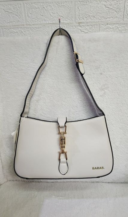 กระเป๋าพอชแบรนด์ Barab สะพายขึ้นไหล่ สีครีม มือ 👍 | Lazada.co.th