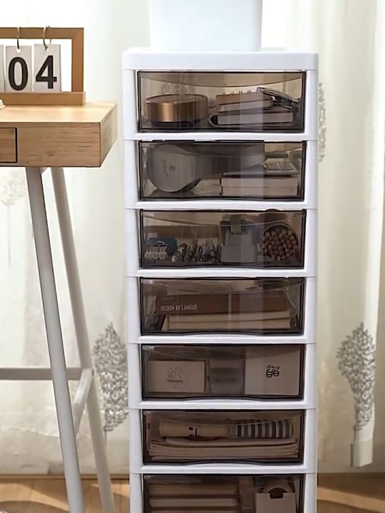 Transparent Visible Drawer Organizer with Wheels Desk Storage Rack Box ...