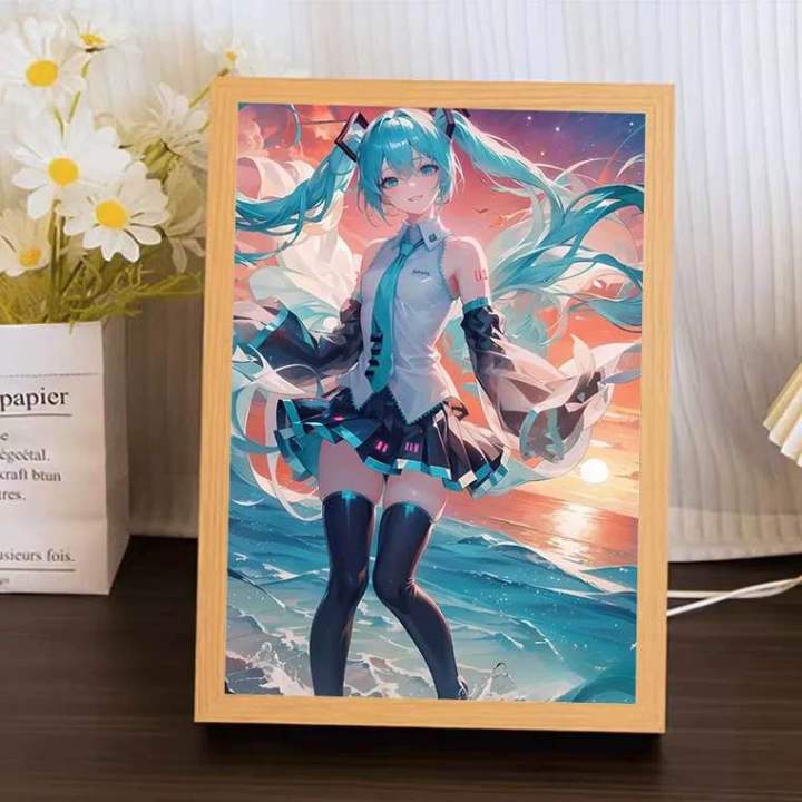 Hatsune Miku Light Painting Anime Photo Frame Painting Lamp Birthday ...