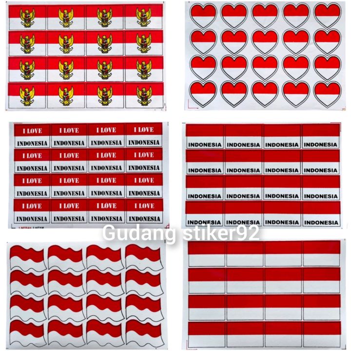 Stiker bendera indonesia isi 16 stiker, stiker buat motor buat helm dan ...
