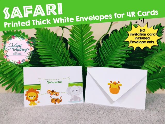 10 pcs Safari Animals Printed Thick White Envelopes for Invitation ...