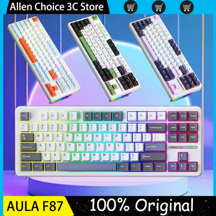 Original AULA F87 Pro Wireless Mechanical Keyboard Bluetooth 2.4G 3 ...