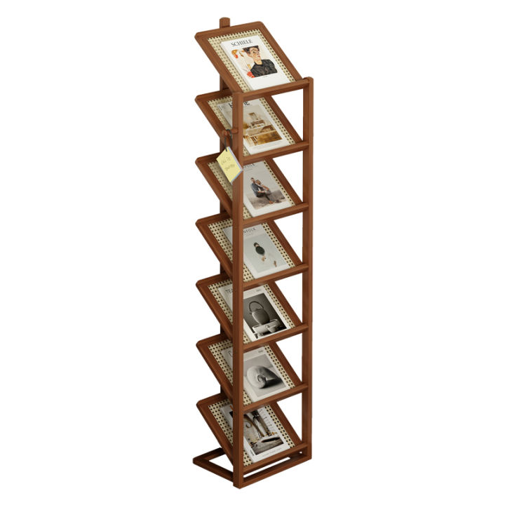 Retro Style Floor Standing Magazine Rack Simple Living Room Multi-layer ...