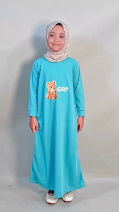 CF Kids Gamis Anak Perempuan Print DTF Sweet Honey Bear Baju Muslim ...