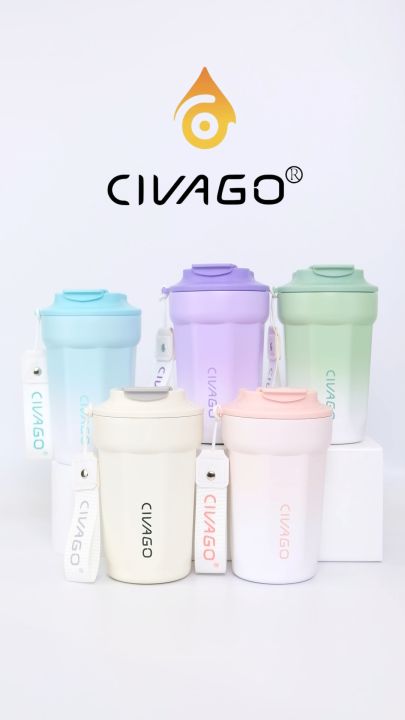 Civago（13oz）Ceramic liner Stainless Steel Coffee Mug With Lid Vacuum ...