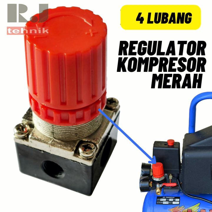 Air Regulator Kompresor Angin Merah 4 Lubang Untuk Mengatur Tekanan ...