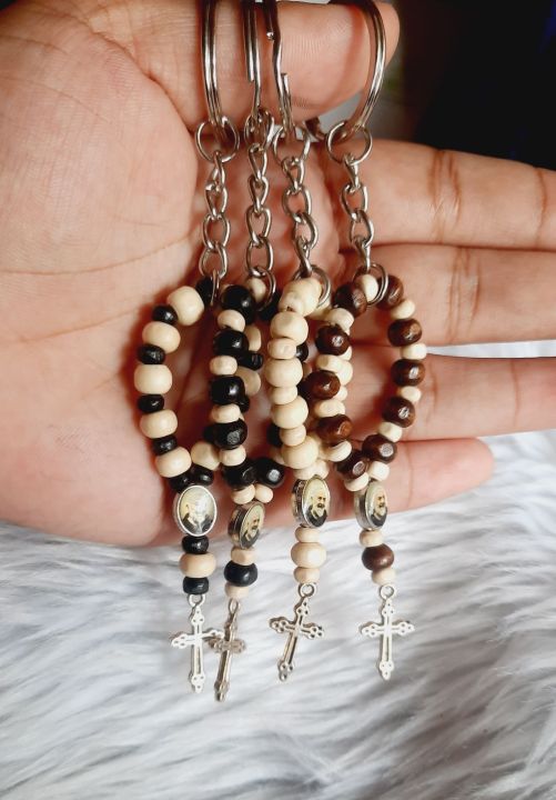 Cocowood Mini Rosary keychain with Padre pio (handmade) | Lazada PH