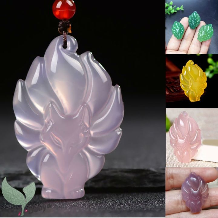 ( Free Rope ) nine tailed fox stone queen fox lucky charm pendant ...