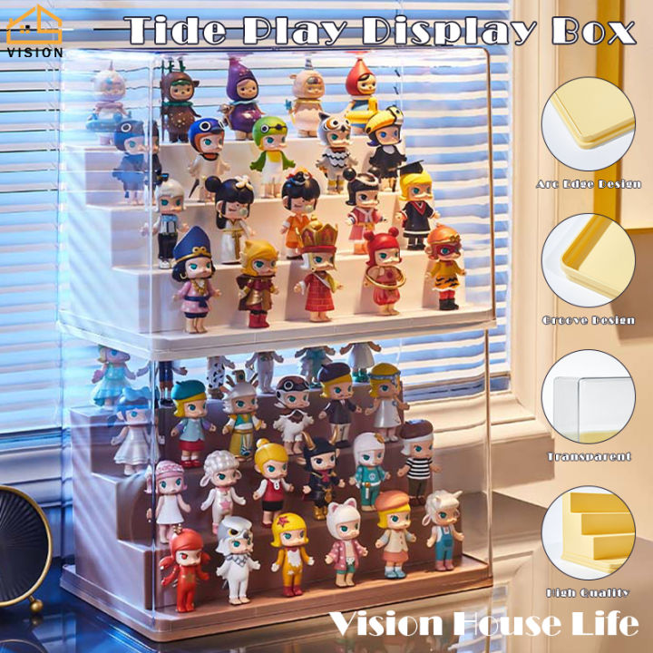 Vision Transparent Layered Toy Storage Box Dust-proof Model Display Box ...