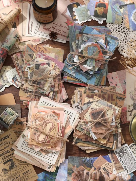 100pcs Retro DIY Material Papers Vintage Background Material Paper For ...
