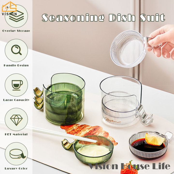 Vision 4Pcs Mini Saucer with Rack Barbecue Dipping Dish Hot Pot Savour ...
