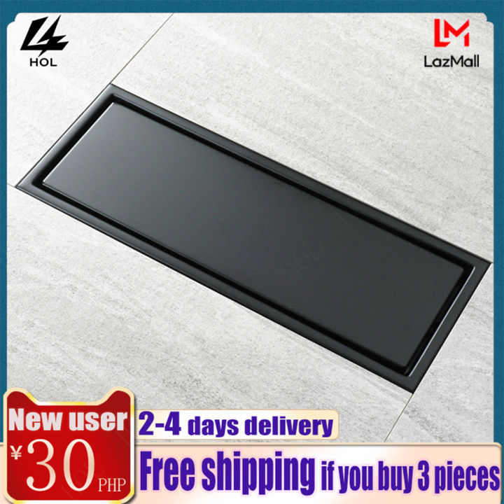 HOL 304 Stainless Steel Concealed Tile Insert Long Shower Floor Drain ...