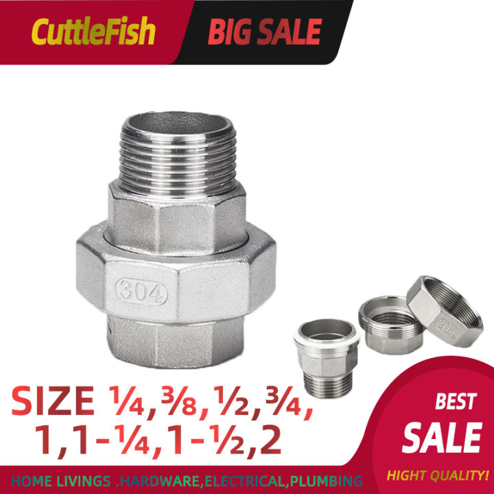 BSPT 304 Stainless Steel Pipe Fittings Union Male Female Threads ...
