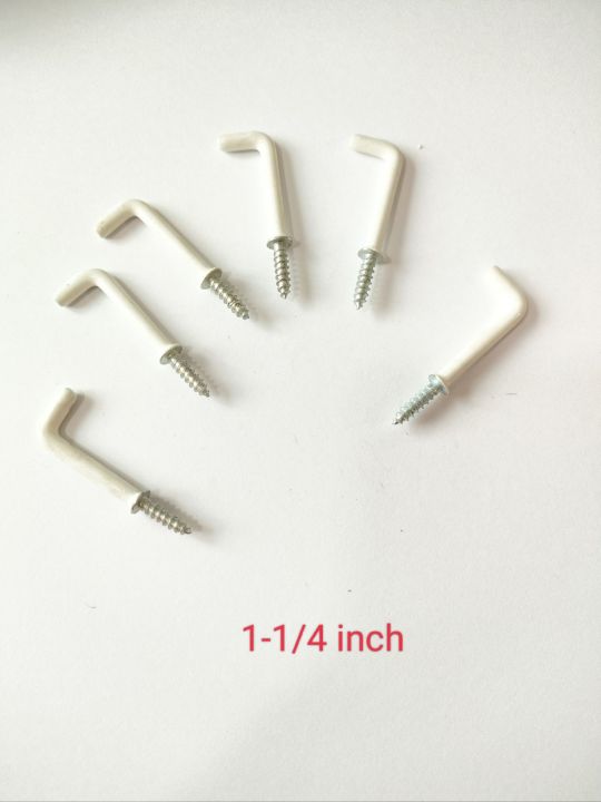 Square Hook PVC Coated 1-1/4 inch white color 6pcs | Lazada PH