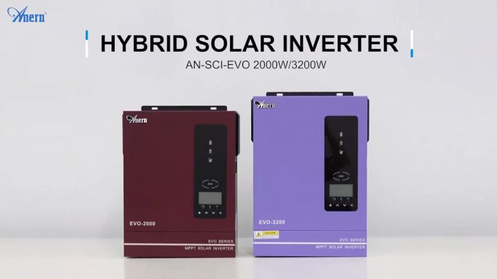 Anern Hybrid Solar Inverter 3KW 24V Hybrid Off Grid Inverter Built in MPPT Solar Charger 30V to ...