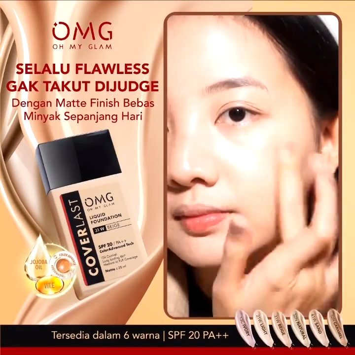 OMG Oh My Glam Coverlast Liquid Foundation SPF 20 PA++ /Alas Bedak ...