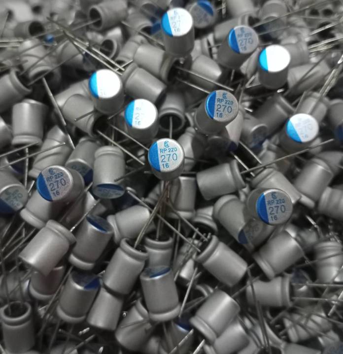 270uF 16V Capacitor สีเงินแทบฟ้า ขนาด 12x8mm. ของดีของแท้จากโรงงานพร้อม ...