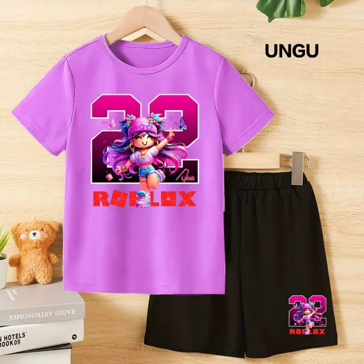 baju roblox anak perempuan angka 22 setelan | Lazada Indonesia