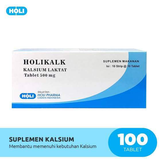 Holikalk / 100 kaplet -- Calcium Lactate Kalsium Laktat Calcifar ...