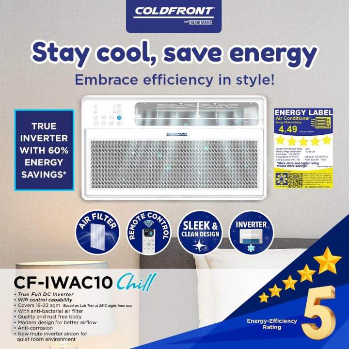 Coldfront by Tough Mama CF-IWAC10 True Inverter 1HP Aircon with Remote Energy Efficient Low ...