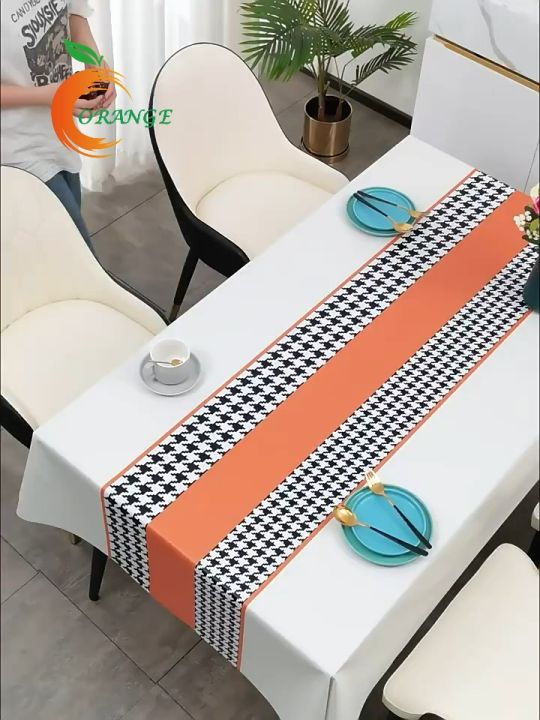 ORANGE 140*180cm ผ้าปูโต๊ะออกแบ ผ้าปูโต๊ะ แบบหนา PVC กันน้ำกันน้ำมัน ทนใช้ทนทาน ใช้งานง่าย สะอาด ...