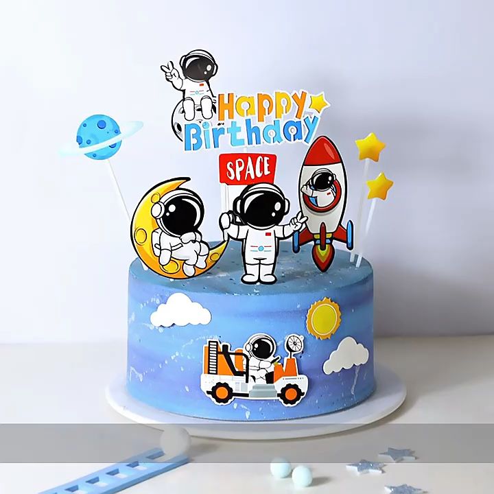DINOSO Set Dekorasi Cake Topper Hiasan Kue Ulang Tahun Tema Astronot ...