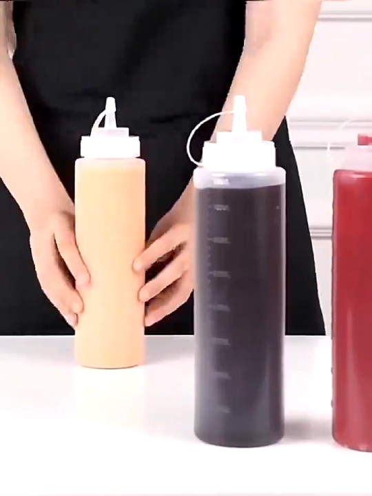 4PCS 1000ml Squeeze Bottle with Cap Sauce Dispenser BBQ Sauce Vinegar ...