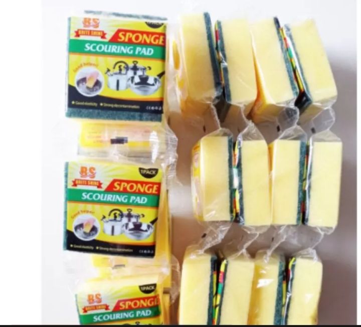 1 pck sponge ,scouring pad Brite shine sponge 12 pcs in 1 pck | Lazada PH