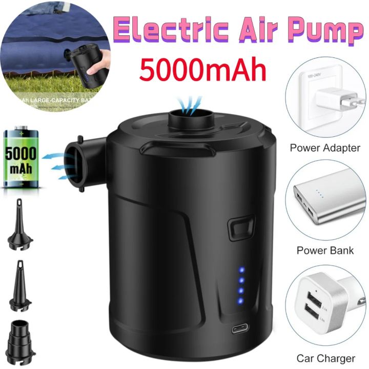 Electric Air Pump Inflator Battery Rechargeable Air Compressor Portable ...