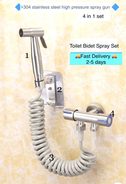 [SG Ready stock 🔥]304 stainless steel Toilet bidet sprayer set / toilet ...