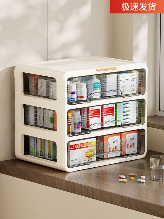 Medication Organizer Box Multi-Layer Drug Storage Rack Home Use Small ...
