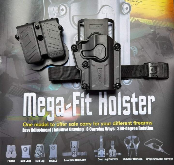 CYTAC Universal Tactical Mega-fit holster with Low Ride Belt Loop Black ...