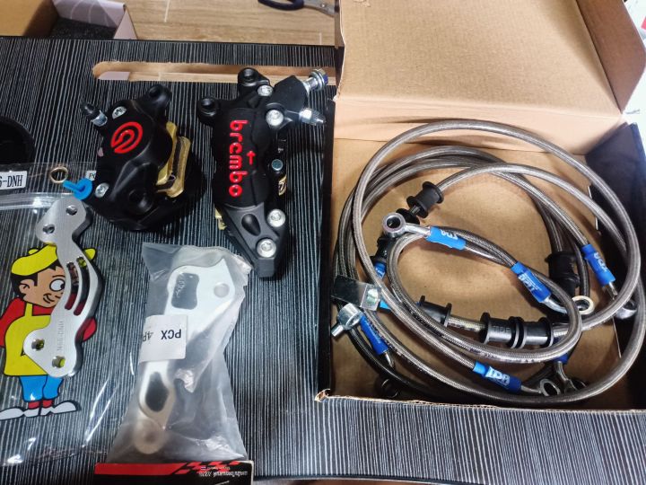 BREMBO CALIPER SET WITH BRAKE HOSE 4pot 2POT FOR PCX160 | Lazada PH