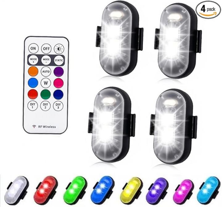 4PCS Wireless LED Strobe Lights with Remote Control, 8 Colors, USB ...