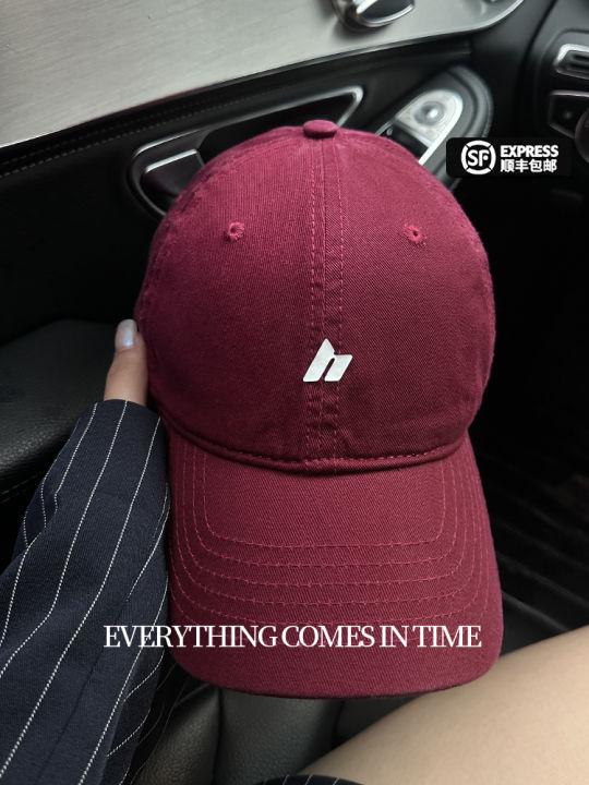 Wine Red Big Head Circumference Baseball Cap Extra Large Brim H Letter ...
