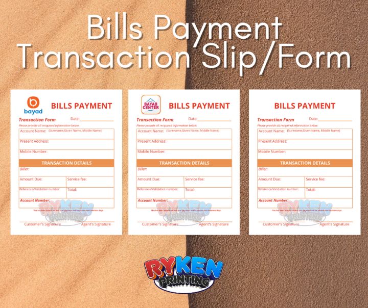 BILLS PAYMENT TRANSACTION SLIP/FORMS/RECEIPT | Lazada PH