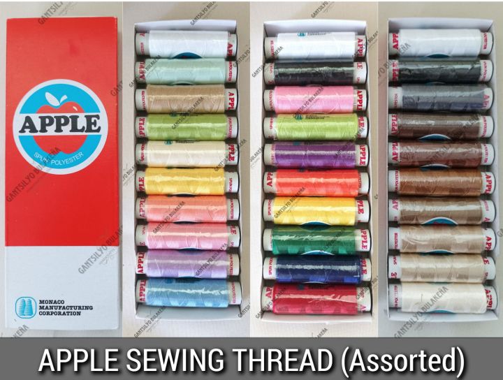 APPLE SEWING THREAD Polyester Sinulid Pangtahi Sold per Box 10 tubes ...