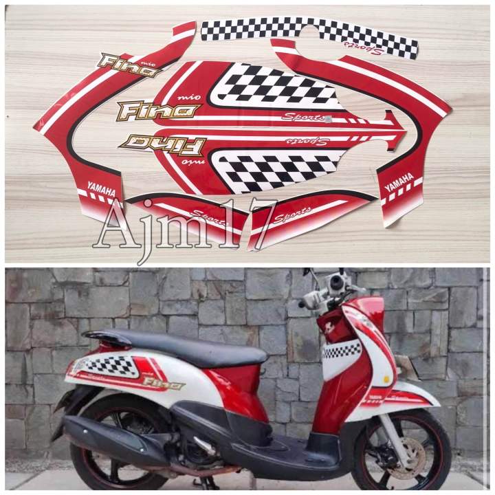 STIKER STRIPING MOTOR FINO 2012 MERAH PUTIH CATUR | Lazada Indonesia